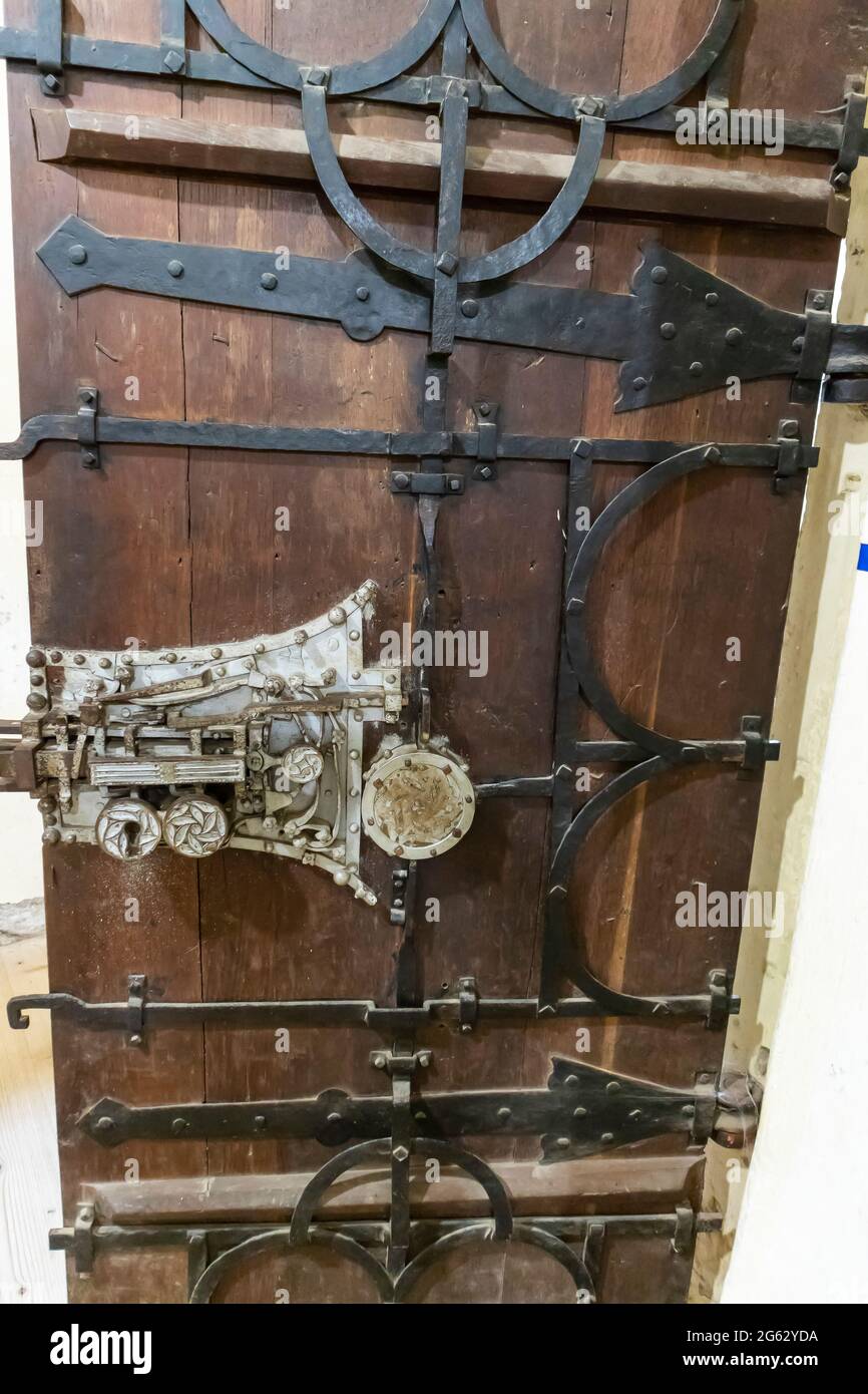 Biertan, Transylvania - The door lock of vestry in the sacristy of the ...