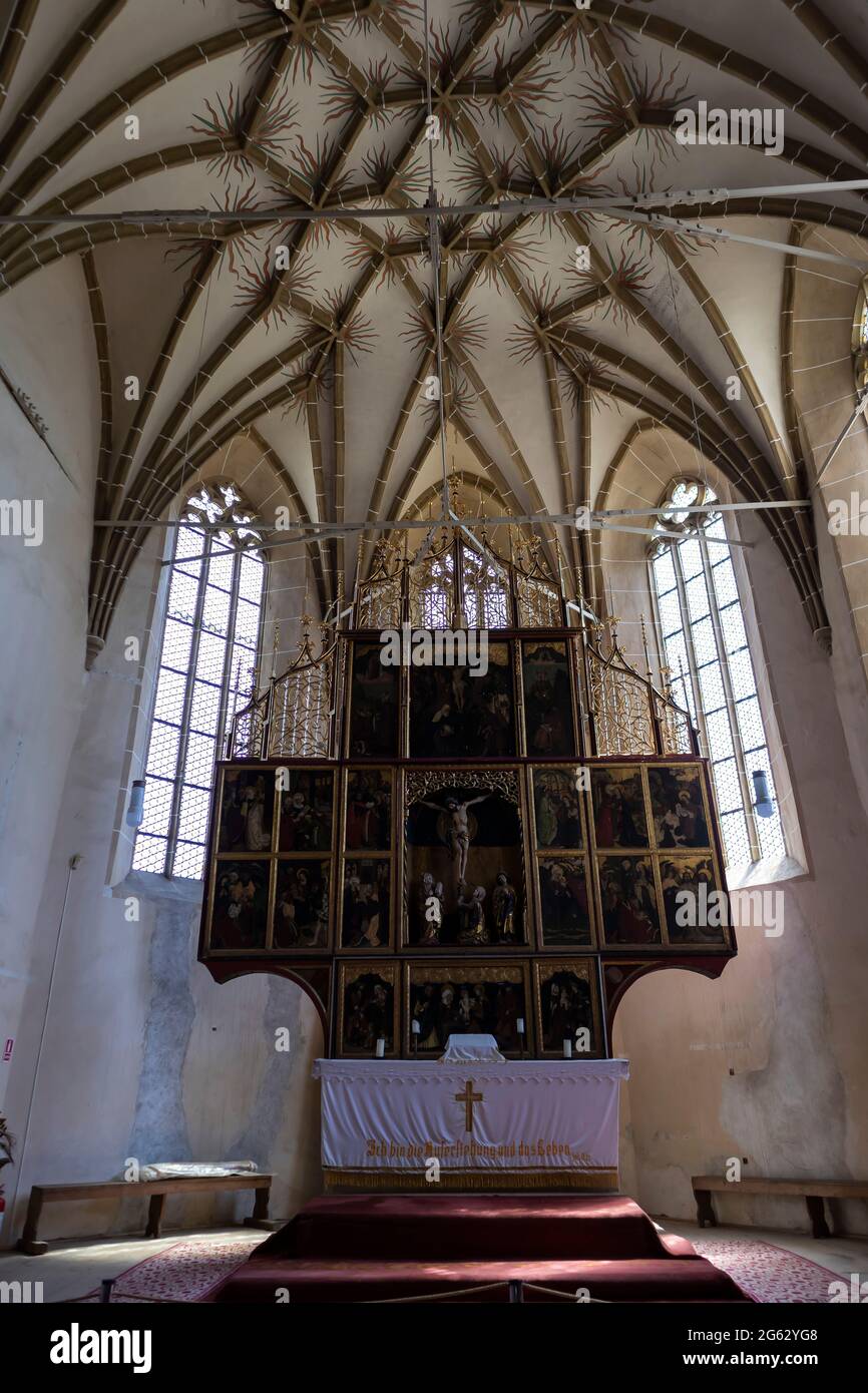 Biertan , Romania - June 26, 2021: Inside of Biertan fortified church ...