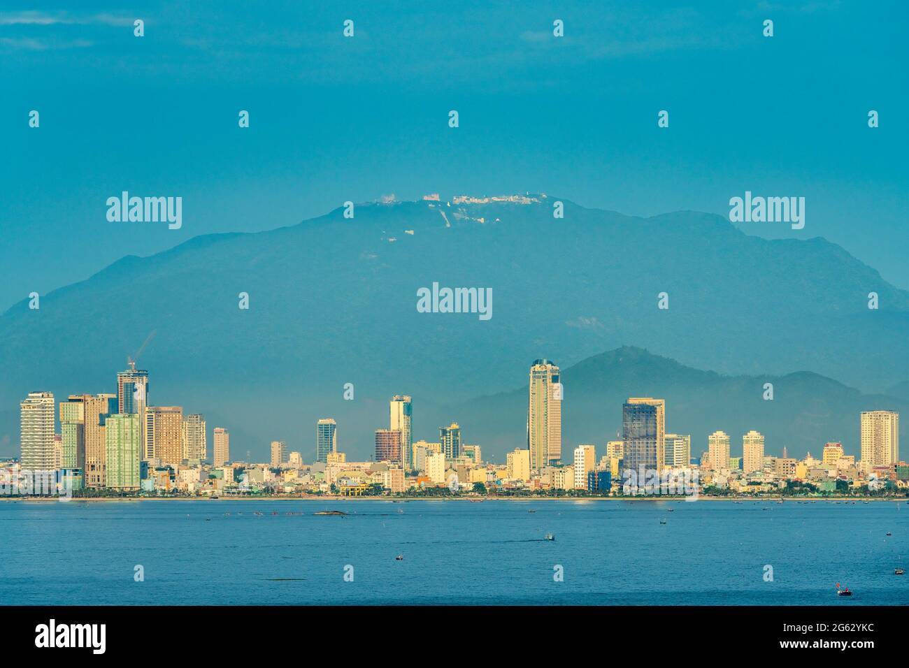 Aerial view of Da Nang city, Vietnam. Cityscape view from Son Tra ...