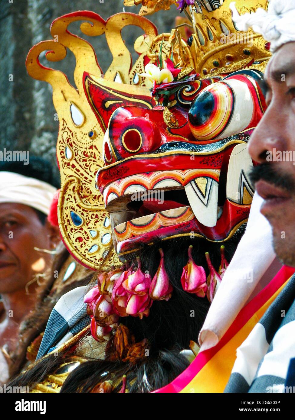 Close up of Barong mask prepared for Barong Dance performance in Ubud ...
