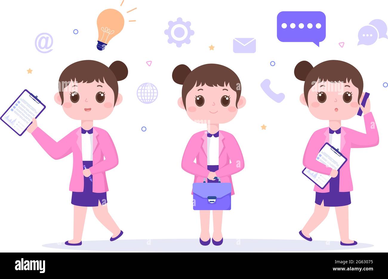 Multitasking Business Woman Or Office Worker as Secretary Surrounded By ...