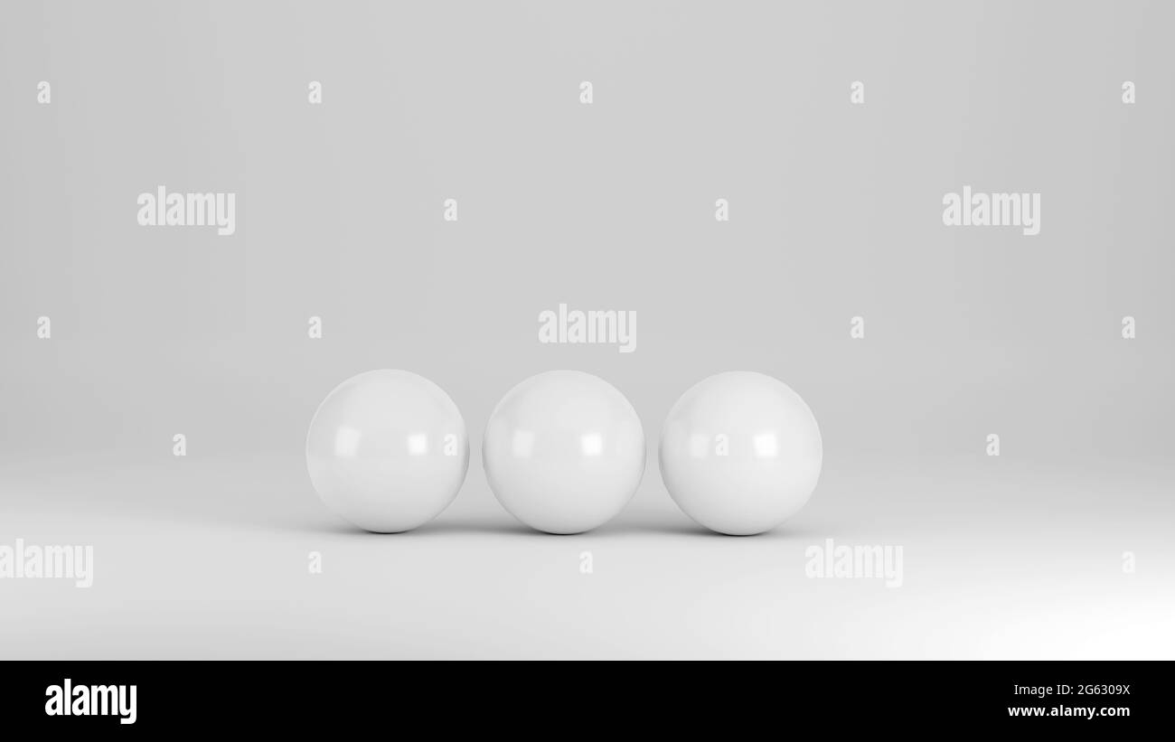 Three white spheres on a white background as 3D rendering Stock Photo ...