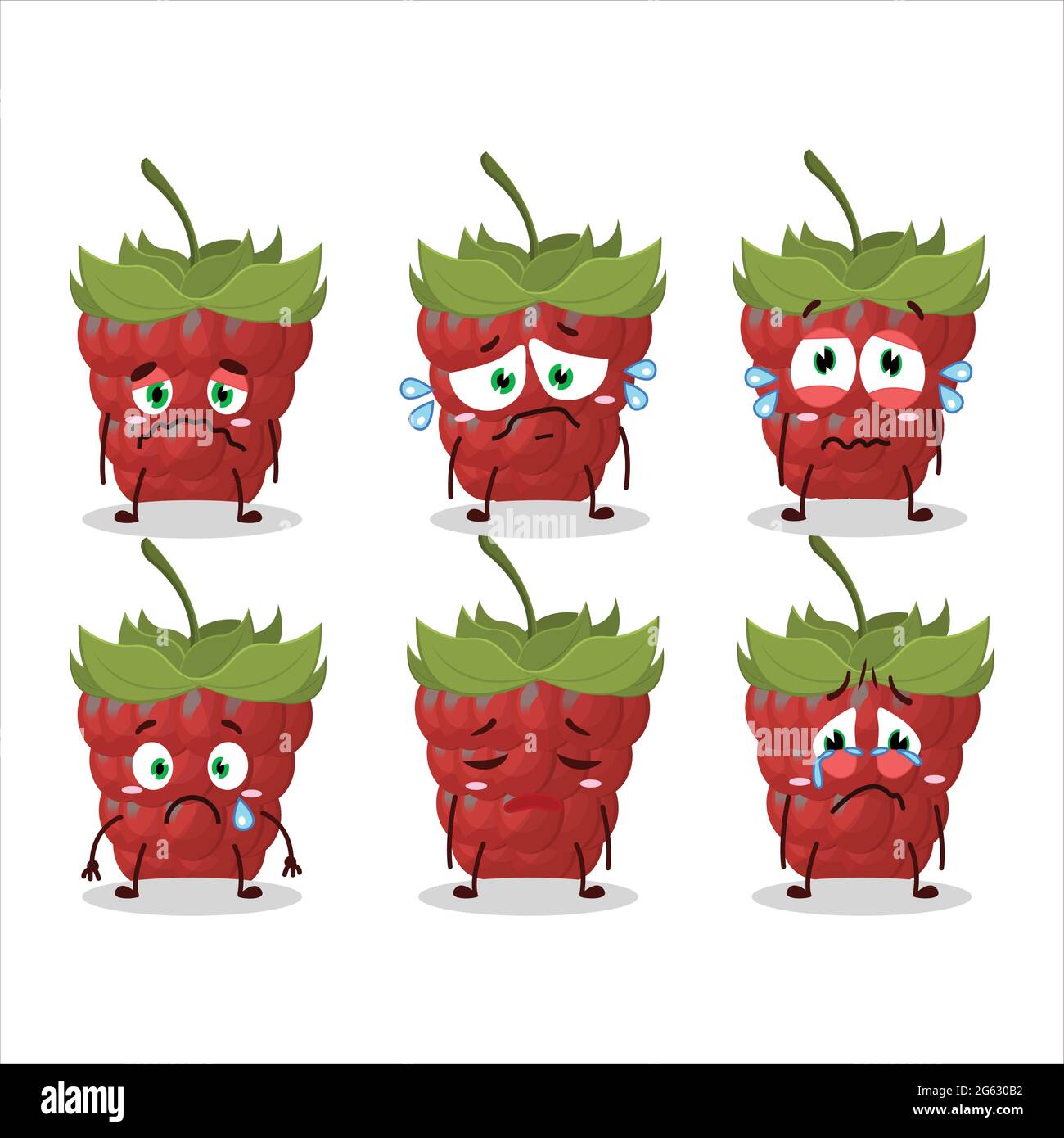 Raspberry cartoon in character with sad expression. Vector illustration ...