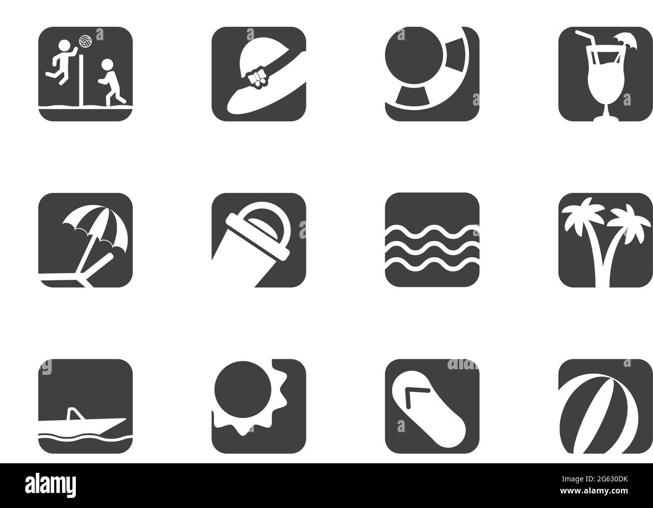 relaxing on the beach icon set Stock Vector Image & Art - Alamy