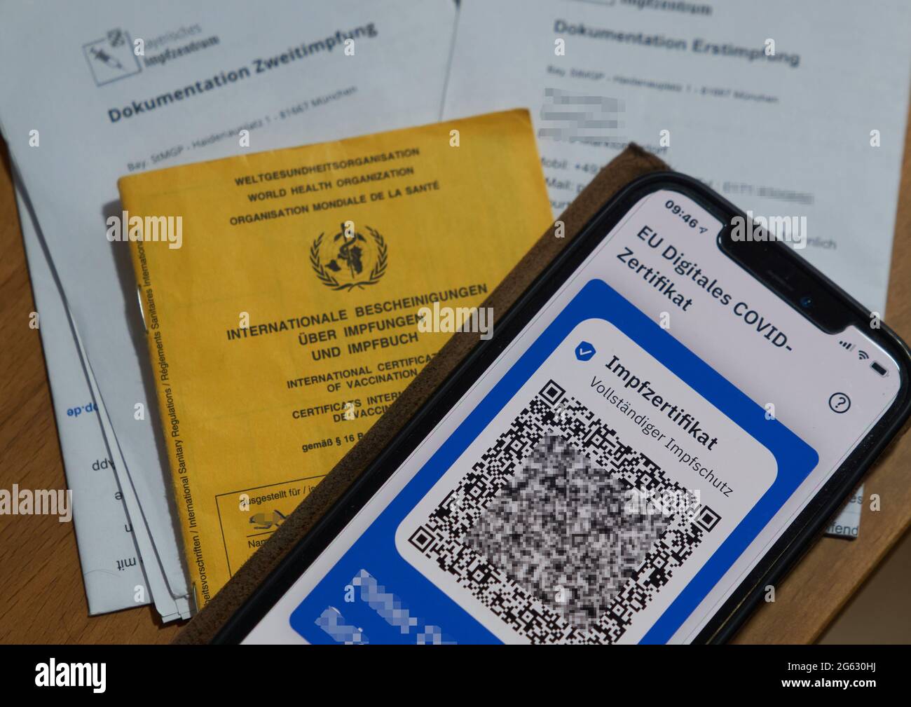 Digital Corona Virus vaccination certificate on the CovPass App on a ...