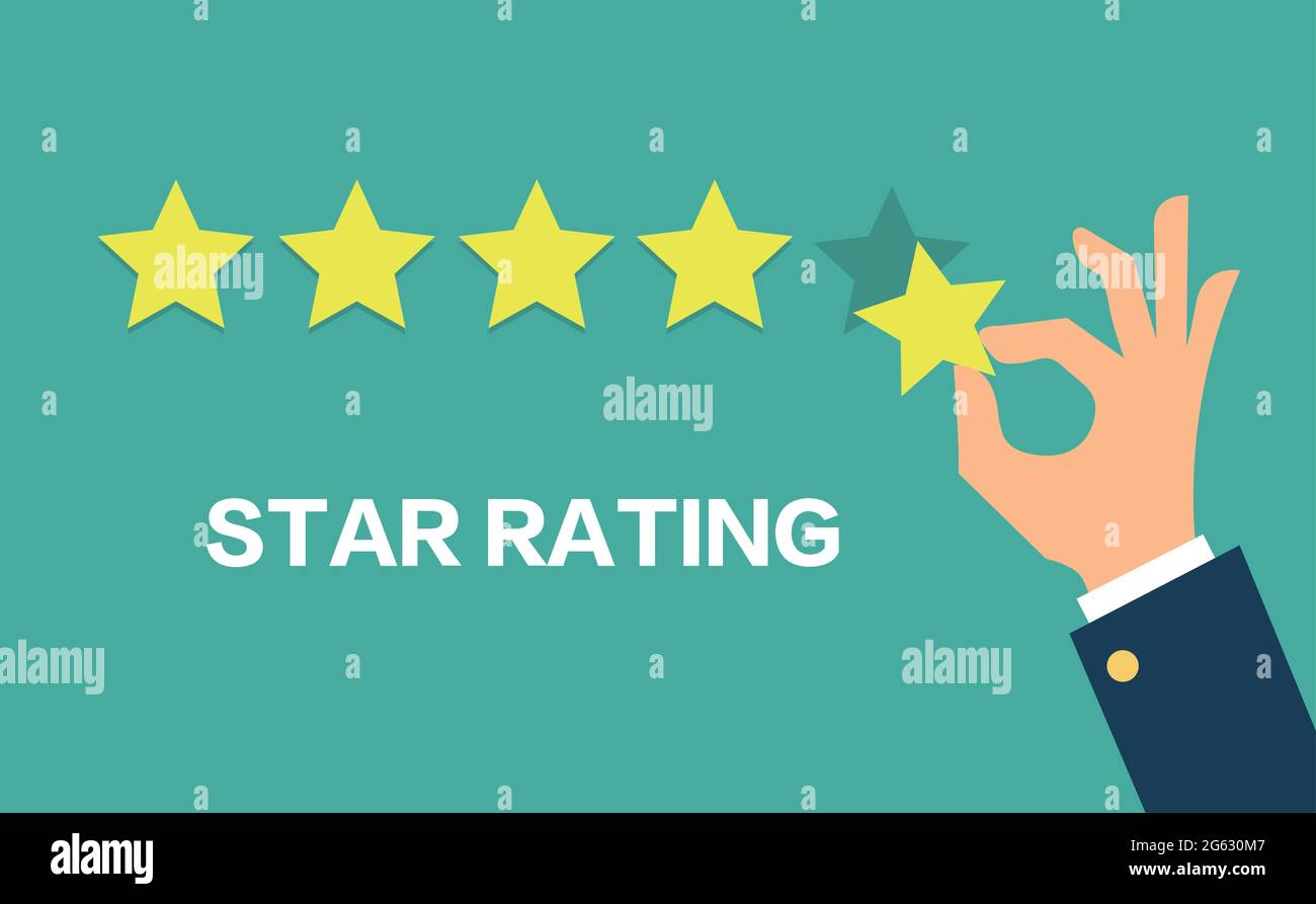 Hand pressing five stars hi-res stock photography and images - Alamy