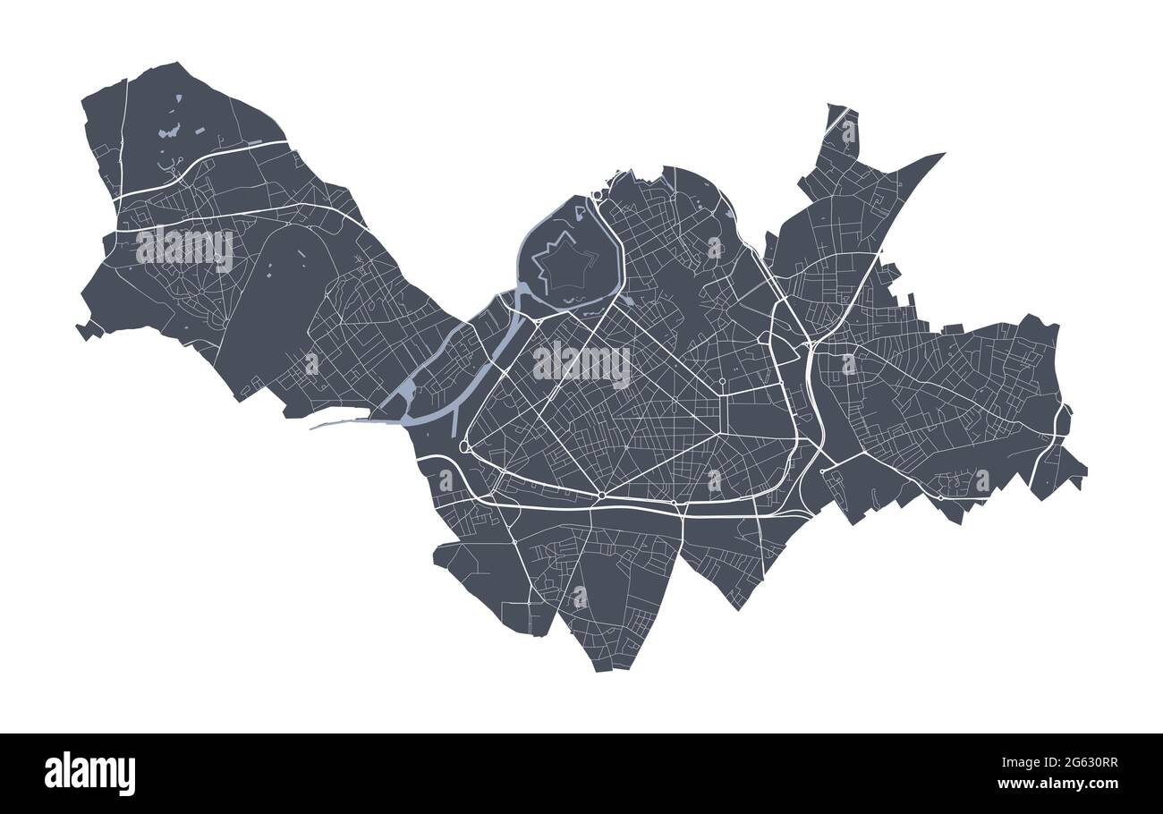 Lille map. Detailed vector map of Lille city administrative area ...
