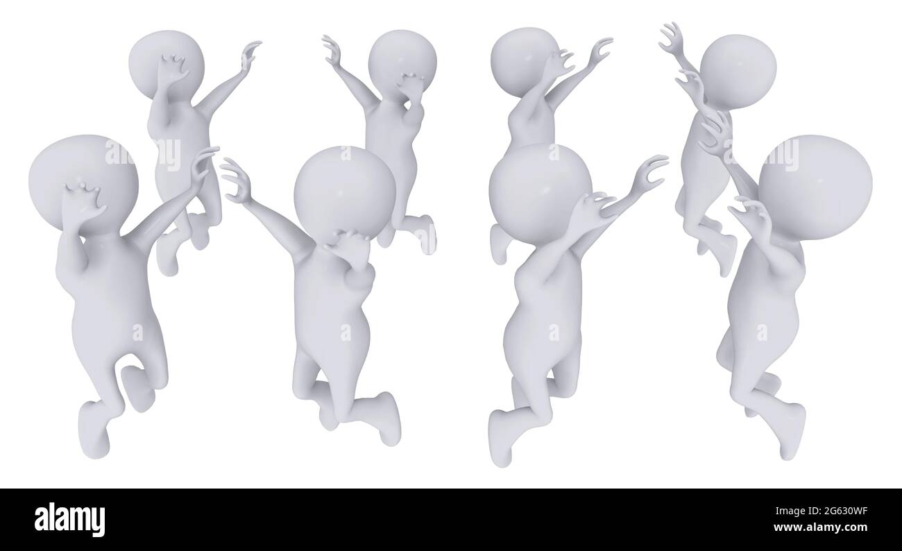 Hopping 3D figures Stock Photo - Alamy