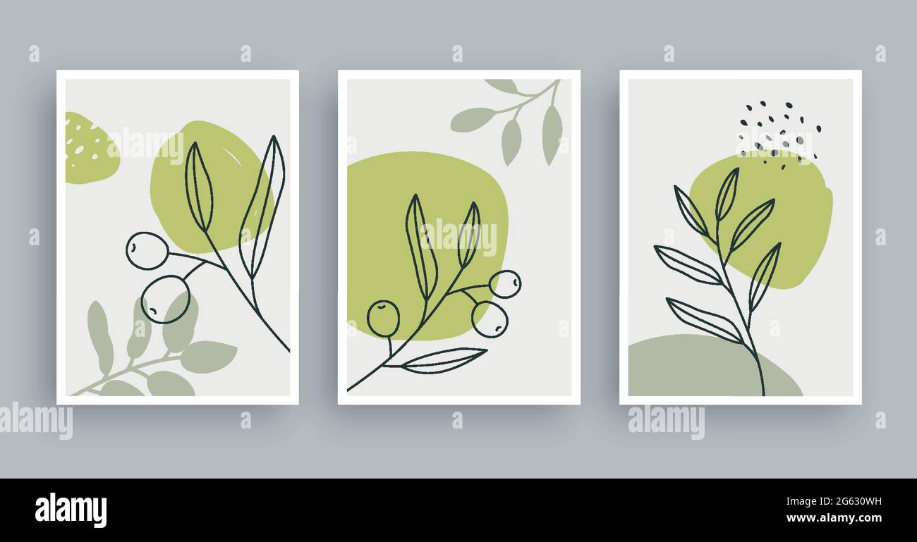 olive branch botanical wall art painting background. Foliage art and ...