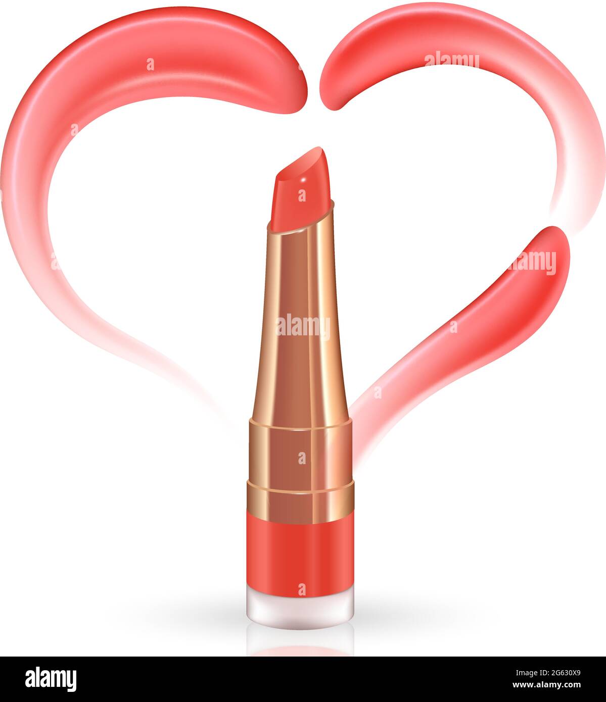Pink heart of realistic vector cream or lipstick smears. Isolated on ...