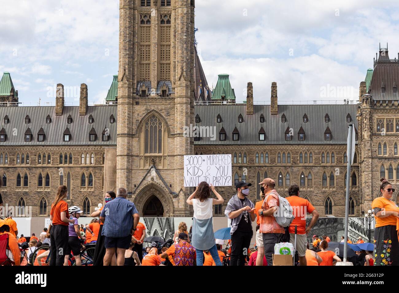 Ottawa, Canada - July 1, 2021: Cancel Canada Day protest rally on ...