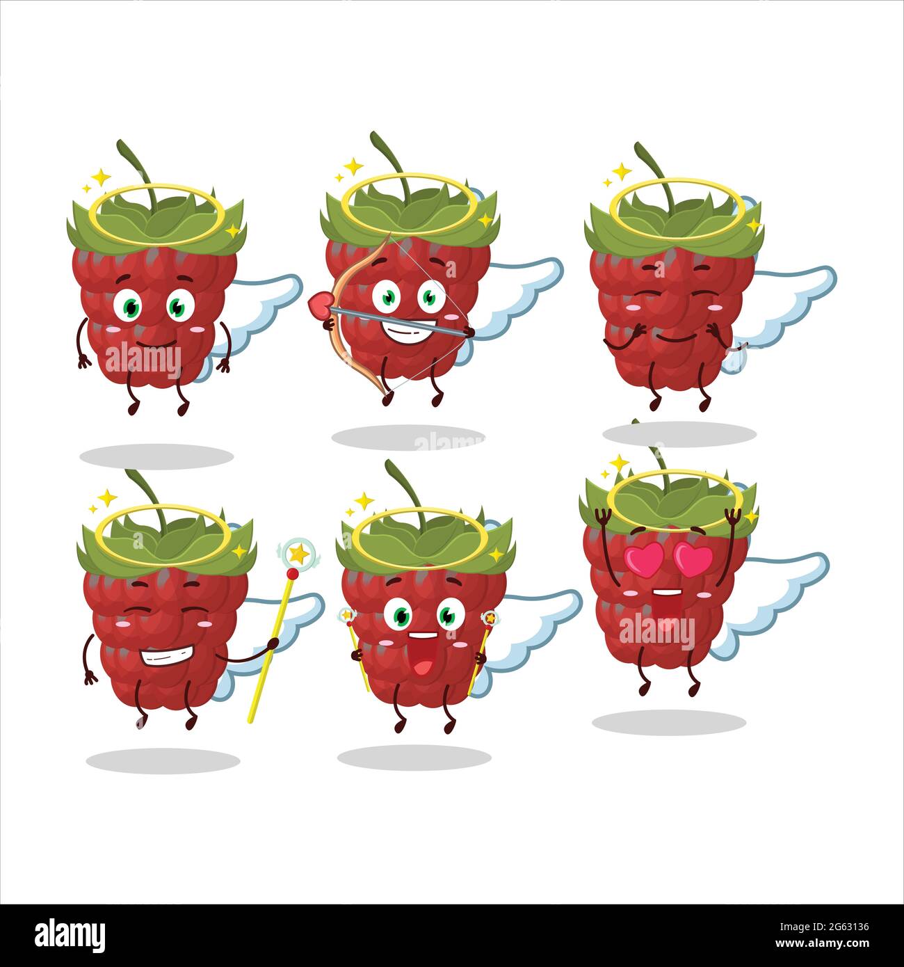 Raspberry cartoon designs as a cute angel character. Vector ...