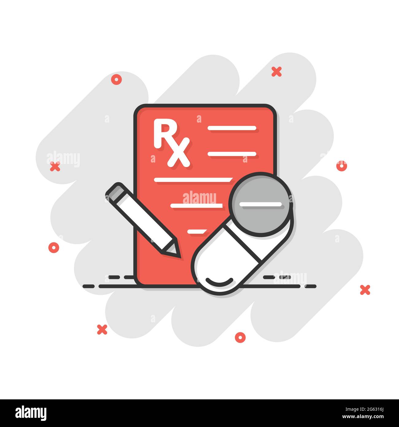 Prescription icon in flat style. Rx document vector illustration on ...