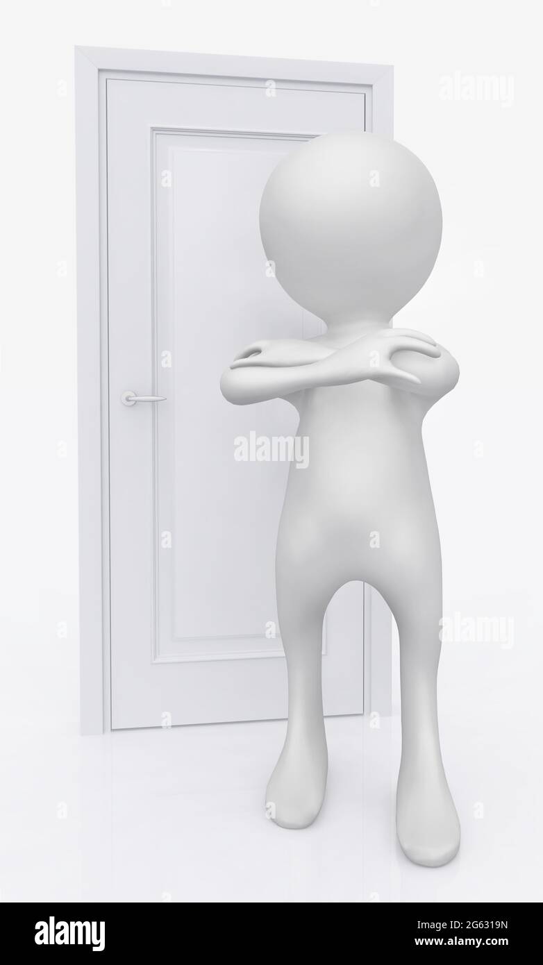 3D figure in front of a front door Stock Photo - Alamy
