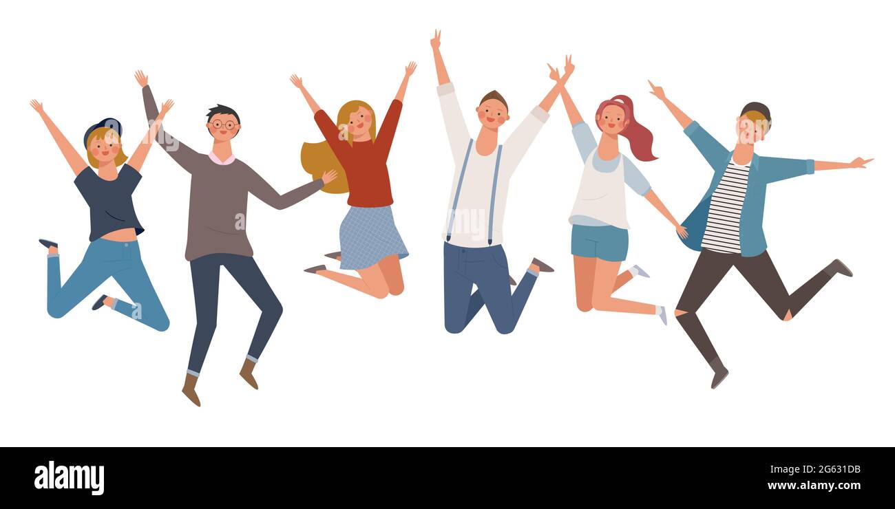 Jumping young happy man Stock Vector Images - Alamy