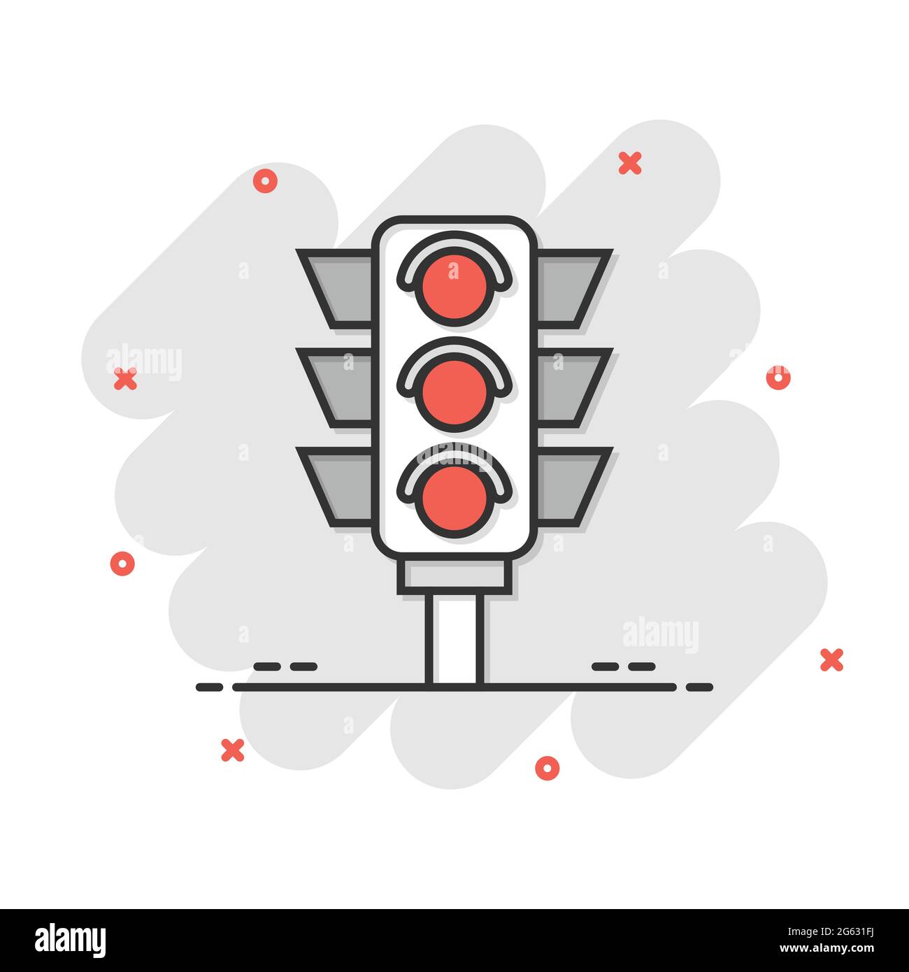 Semaphore icon in flat style. Traffic light vector illustration on ...