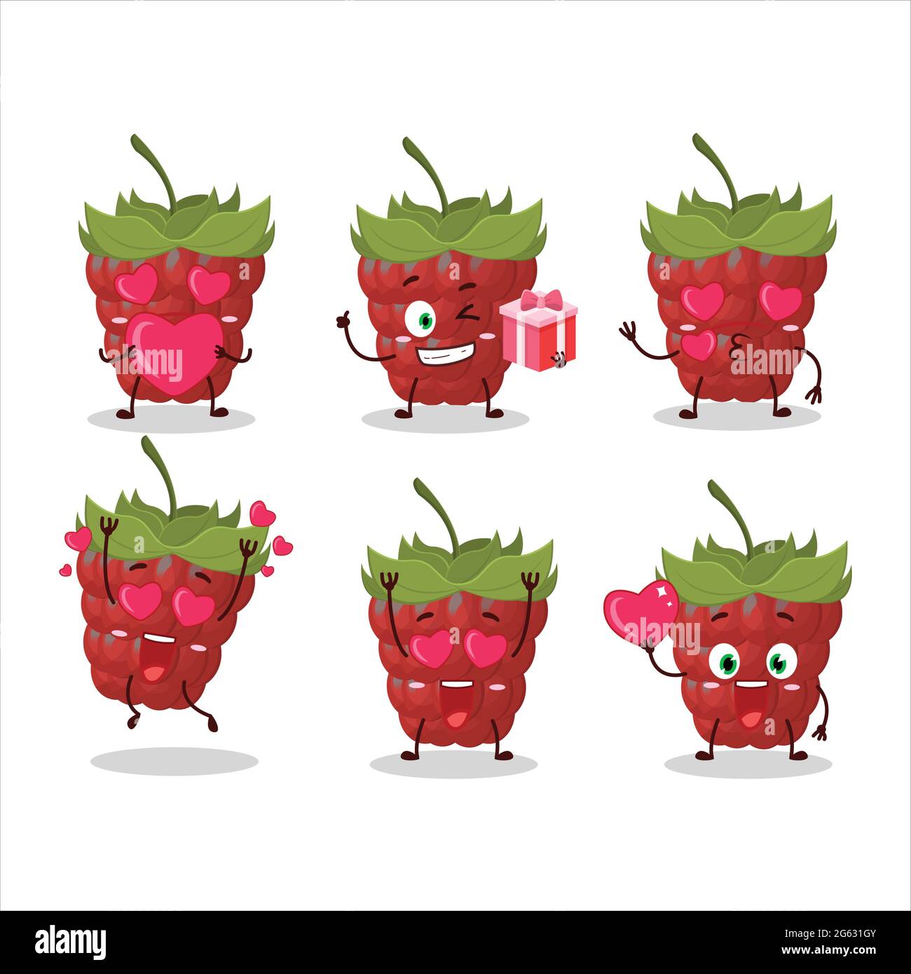 Raspberry cartoon in character with love cute emoticon. Vector ...