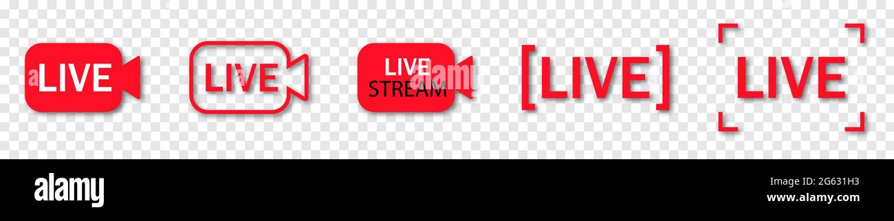 Collection of live streaming icons. Live broadcasting buttons and ...
