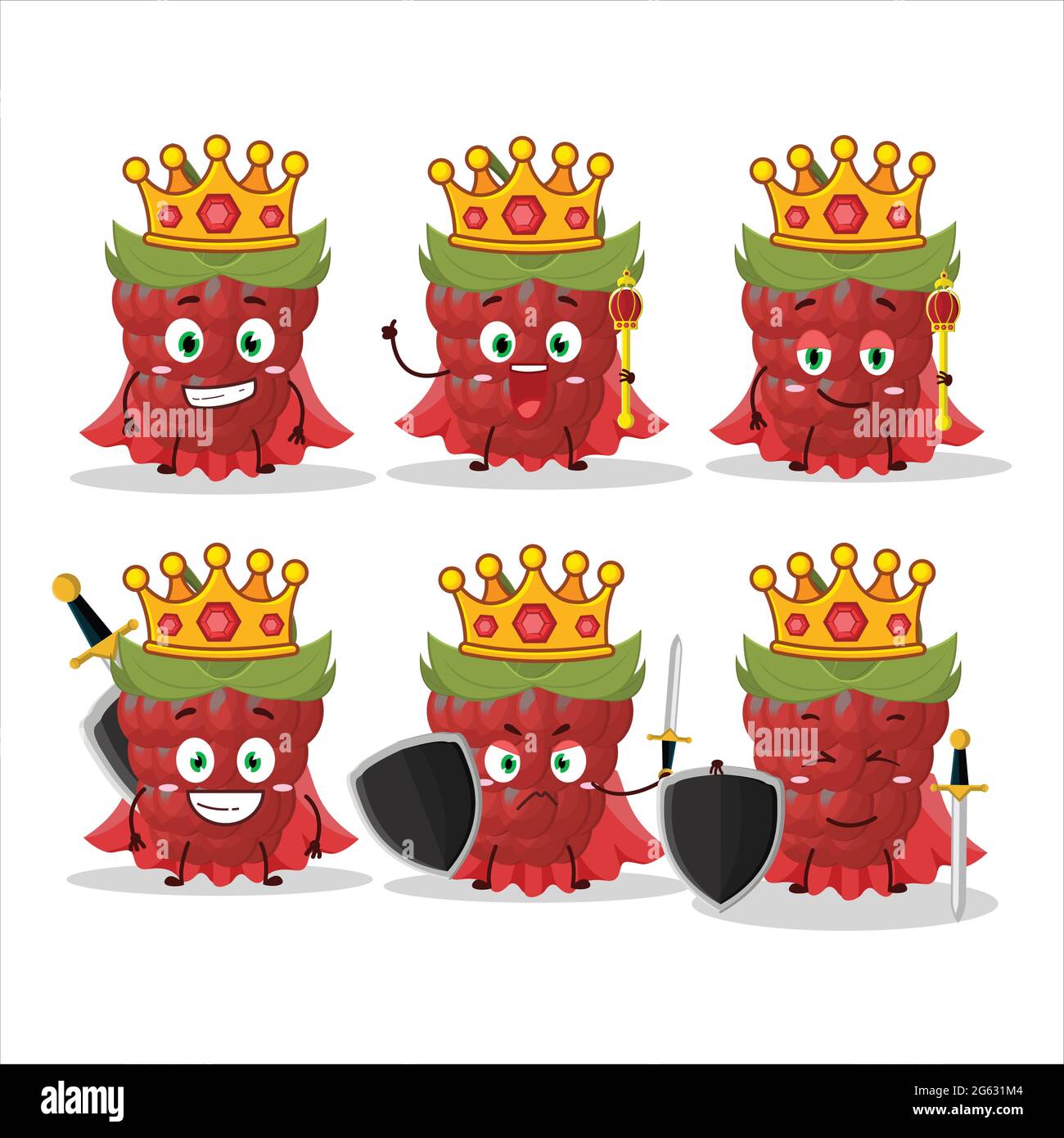 A Charismatic King raspberry cartoon character wearing a gold crown ...