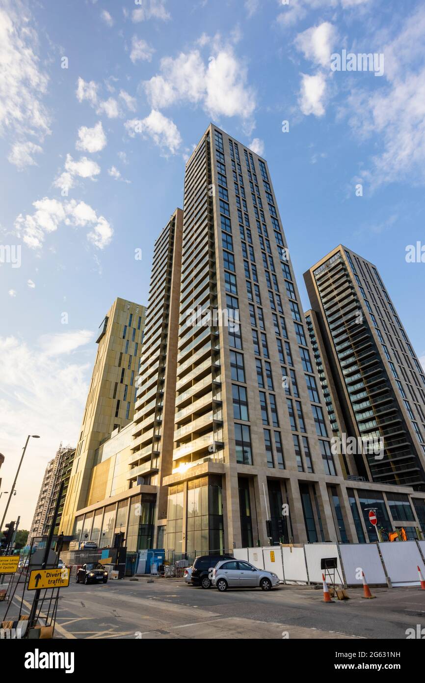 The recently constructed skyscraper tower blocks of the mixed use ...