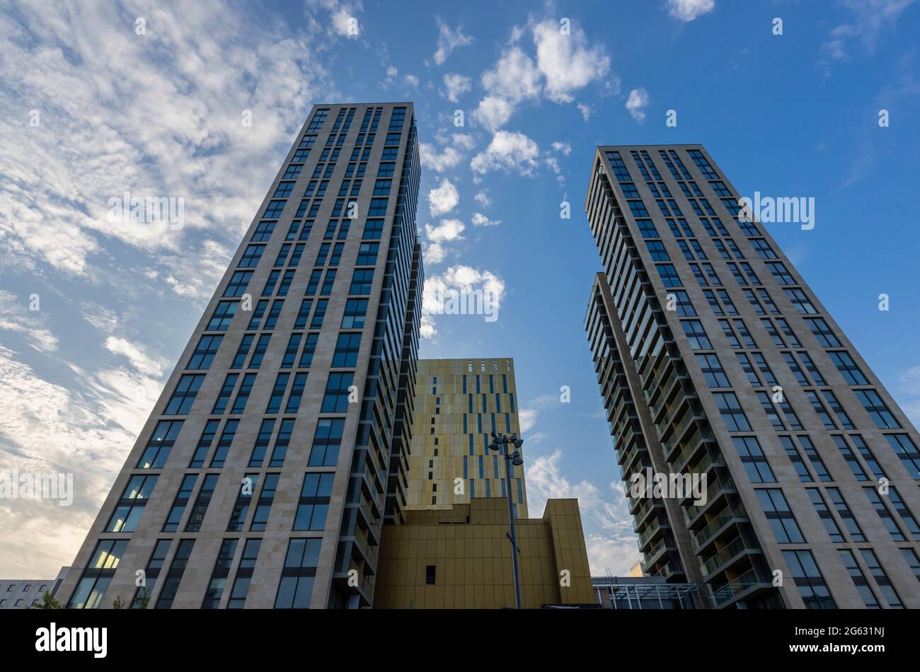 The recently constructed skyscraper tower blocks of the mixed use ...