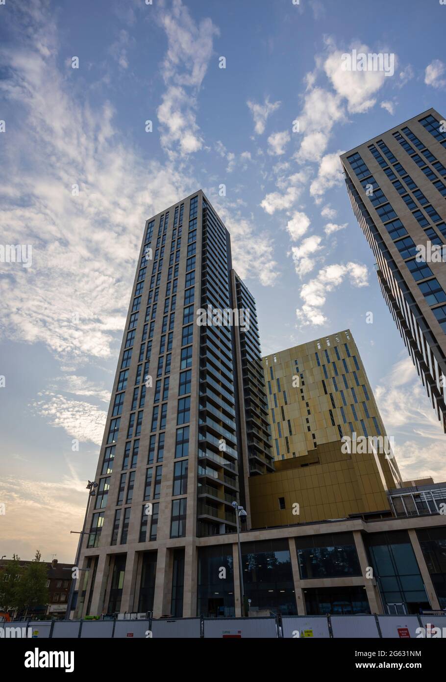 The recently constructed skyscraper tower blocks of the mixed use ...