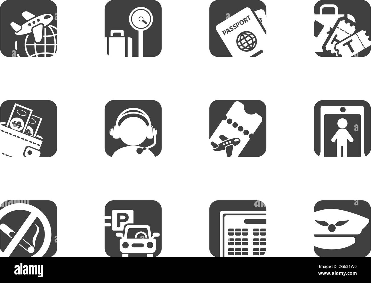 Airport and air carrier services icon set Stock Vector Image & Art - Alamy