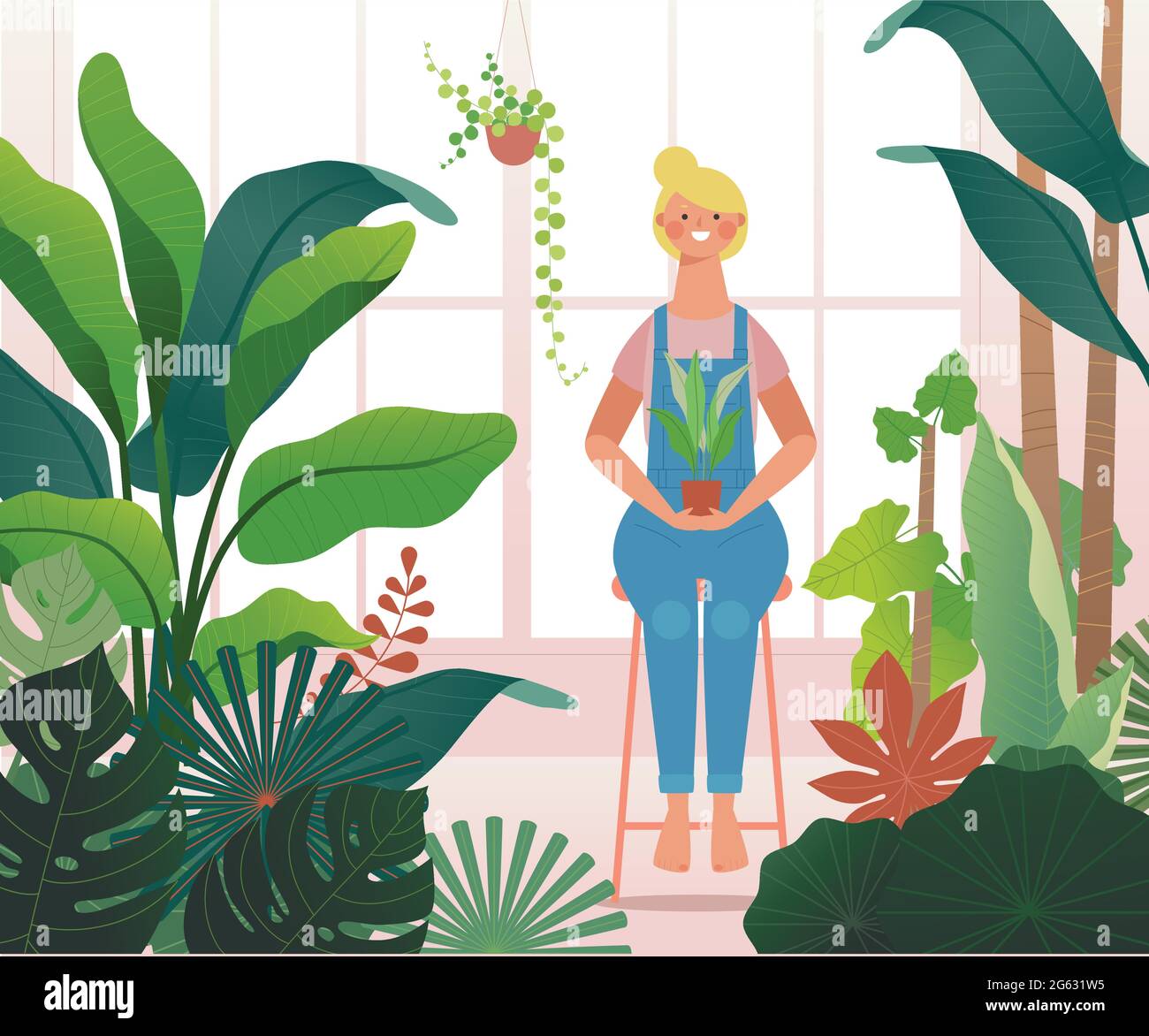 Girl plant Stock Vector Images - Alamy