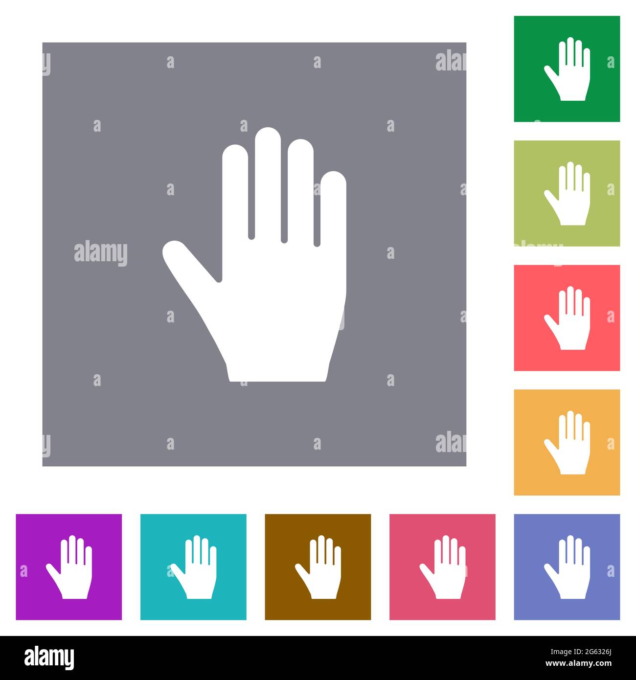 Right hand flat icons on simple color square backgrounds Stock Vector ...