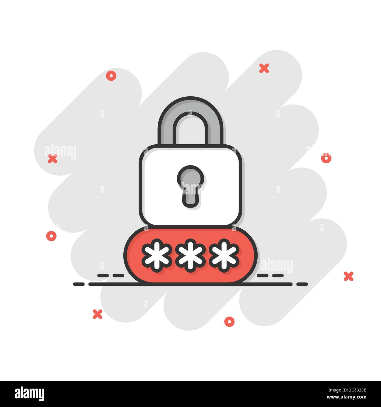 Login icon in flat style. Password access vector illustration on white isolated background ...