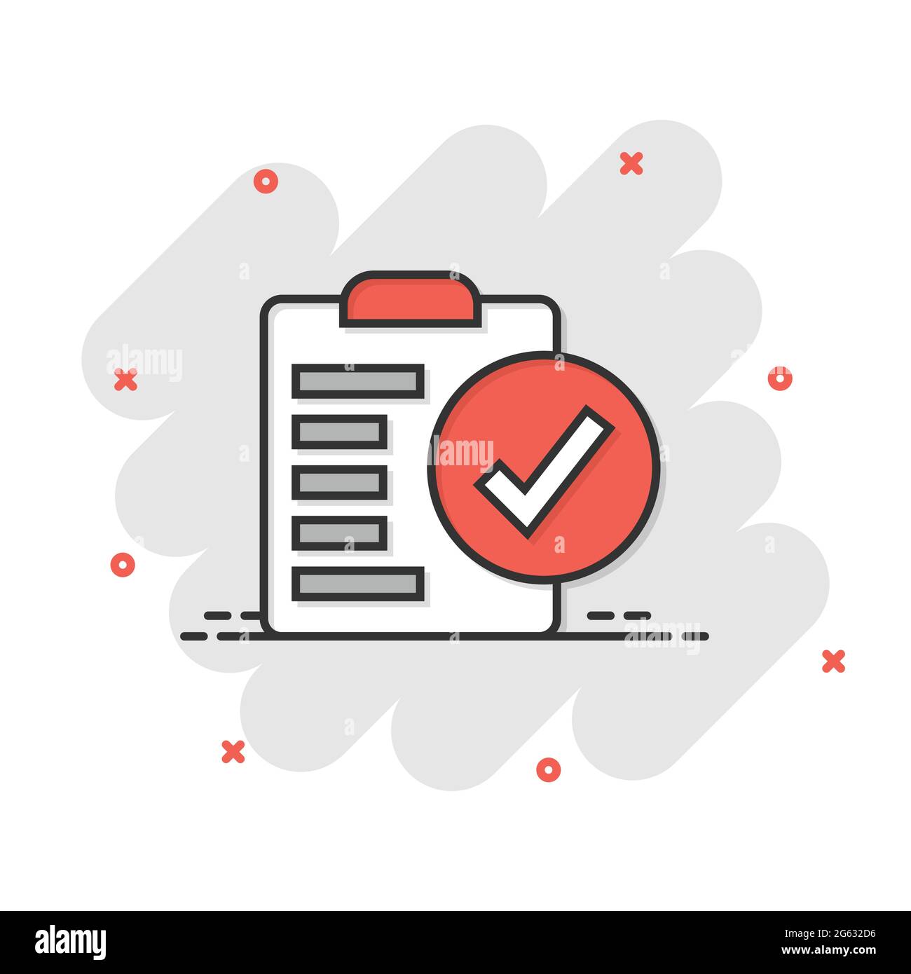 Document checkbox icon in flat style. Test vector illustration on white ...