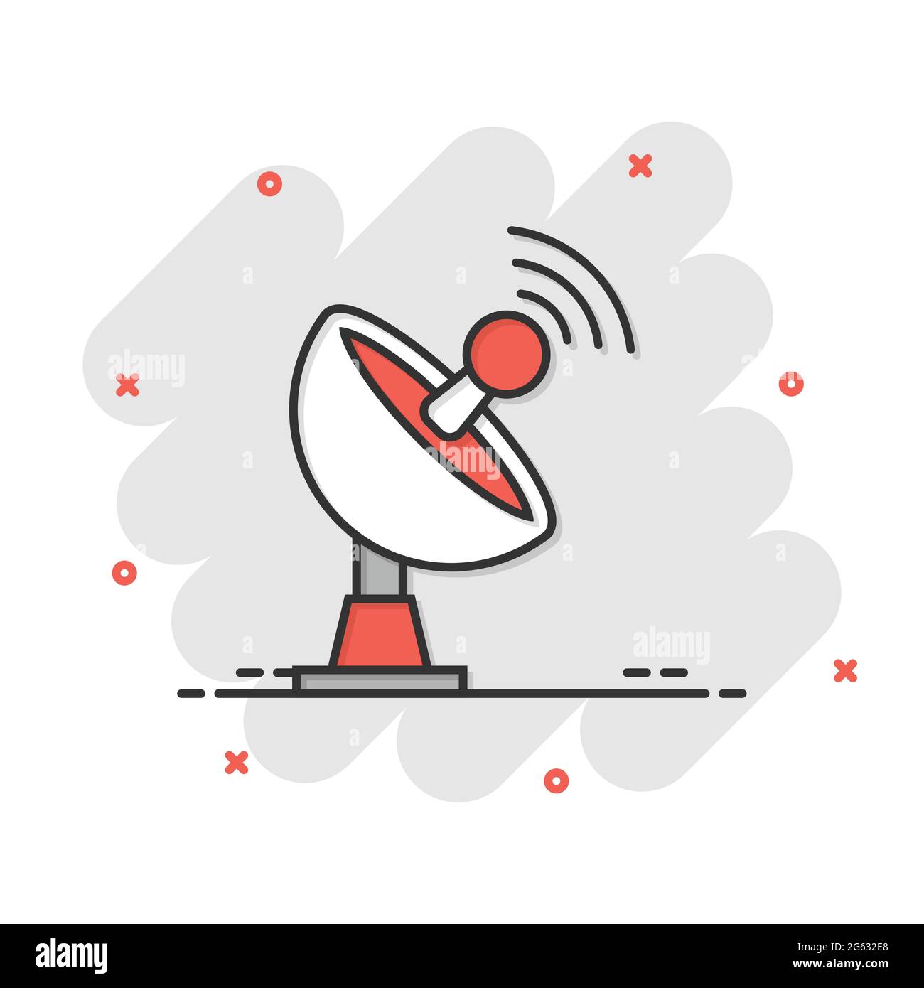 Satellite antenna tower icon in flat style. Broadcasting vector ...