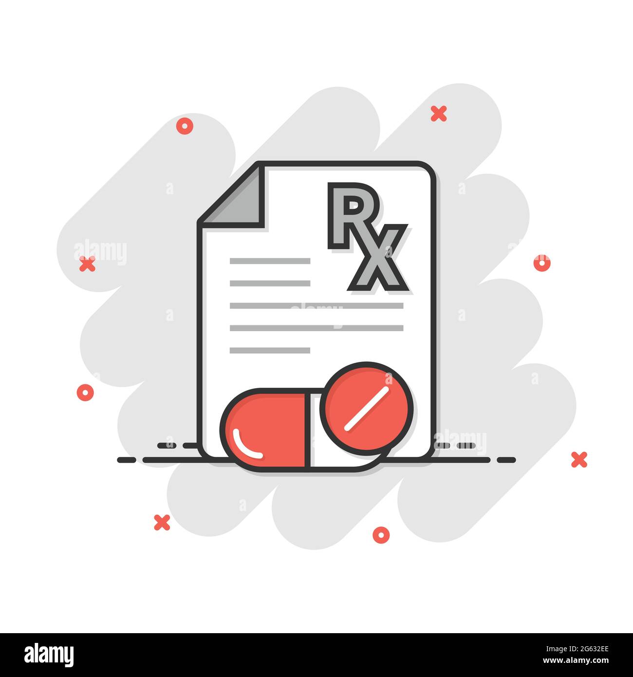 Prescription icon in flat style. Rx document vector illustration on ...
