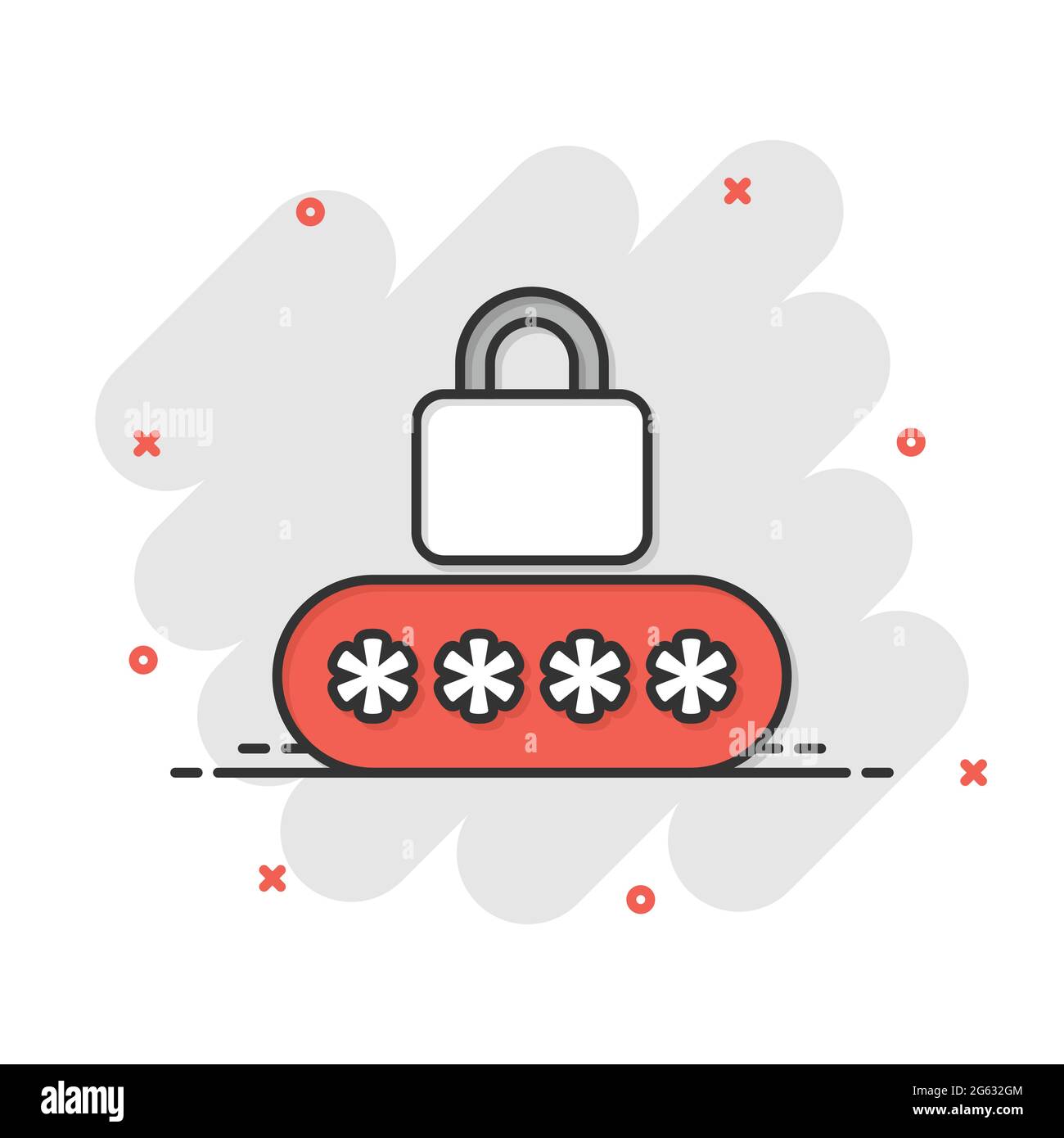 Login icon in flat style. Password access vector illustration on white ...