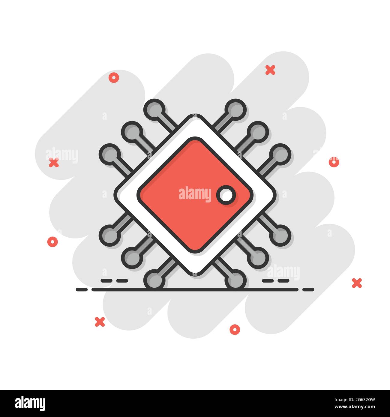 Computer cpu icon in flat style. Circuit board vector illustration on ...