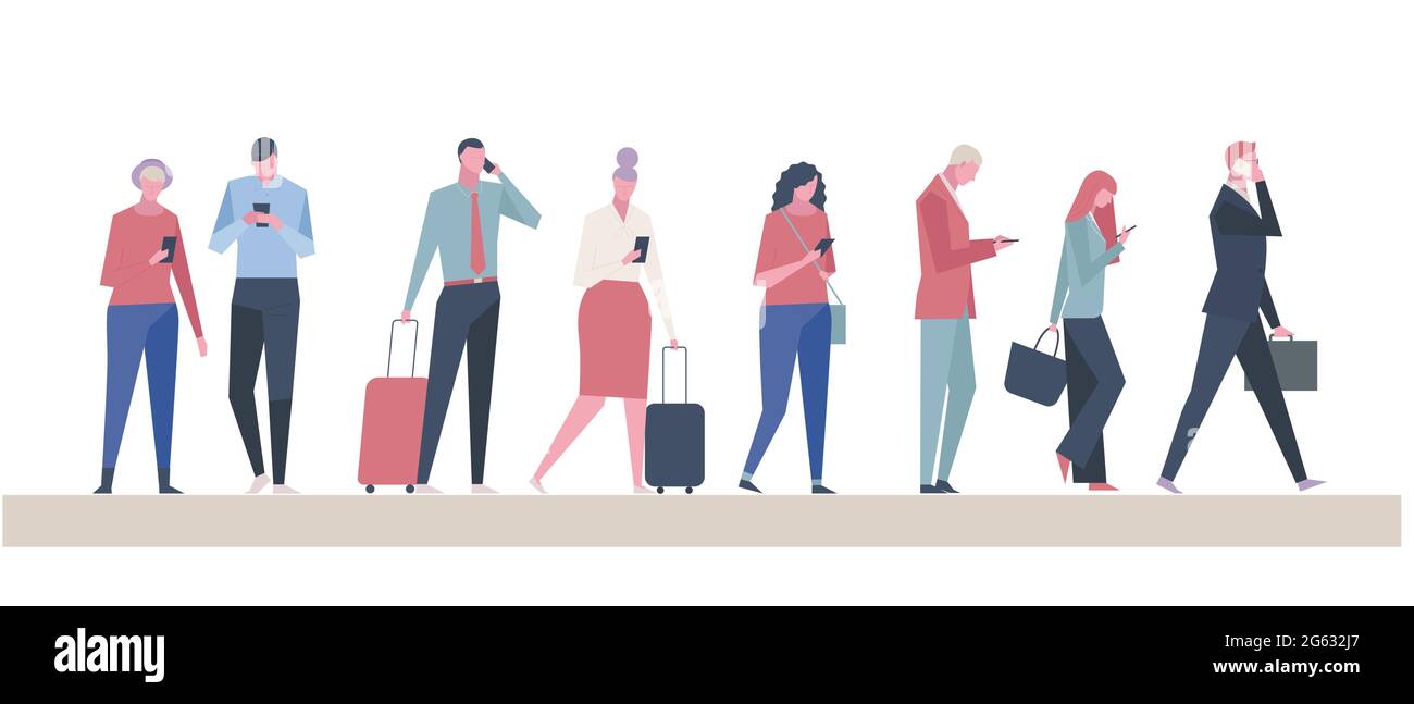 Woman smart phone standing Stock Vector Images - Alamy