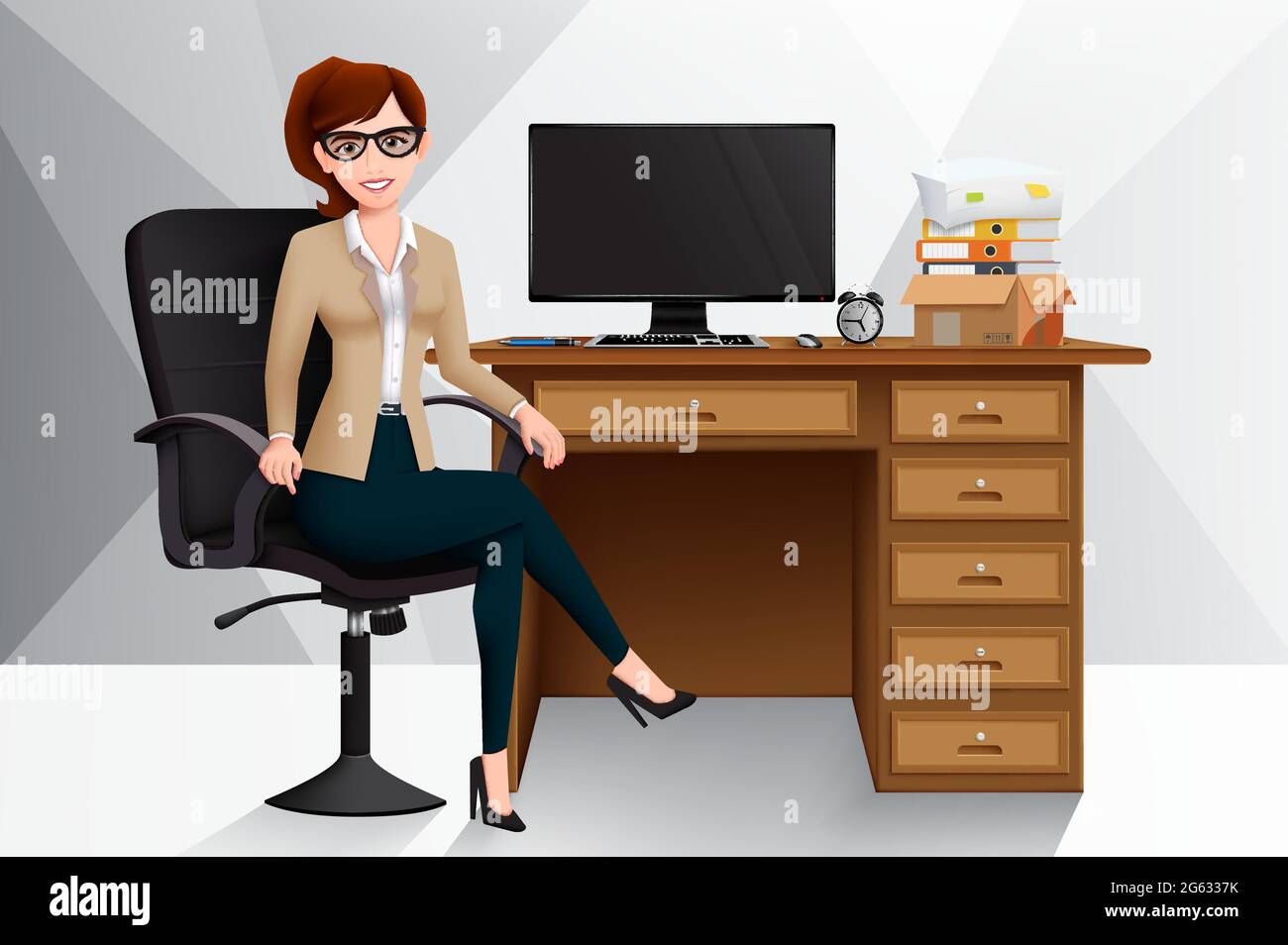 Cartoon desk office work place hi-res stock photography and images - Alamy