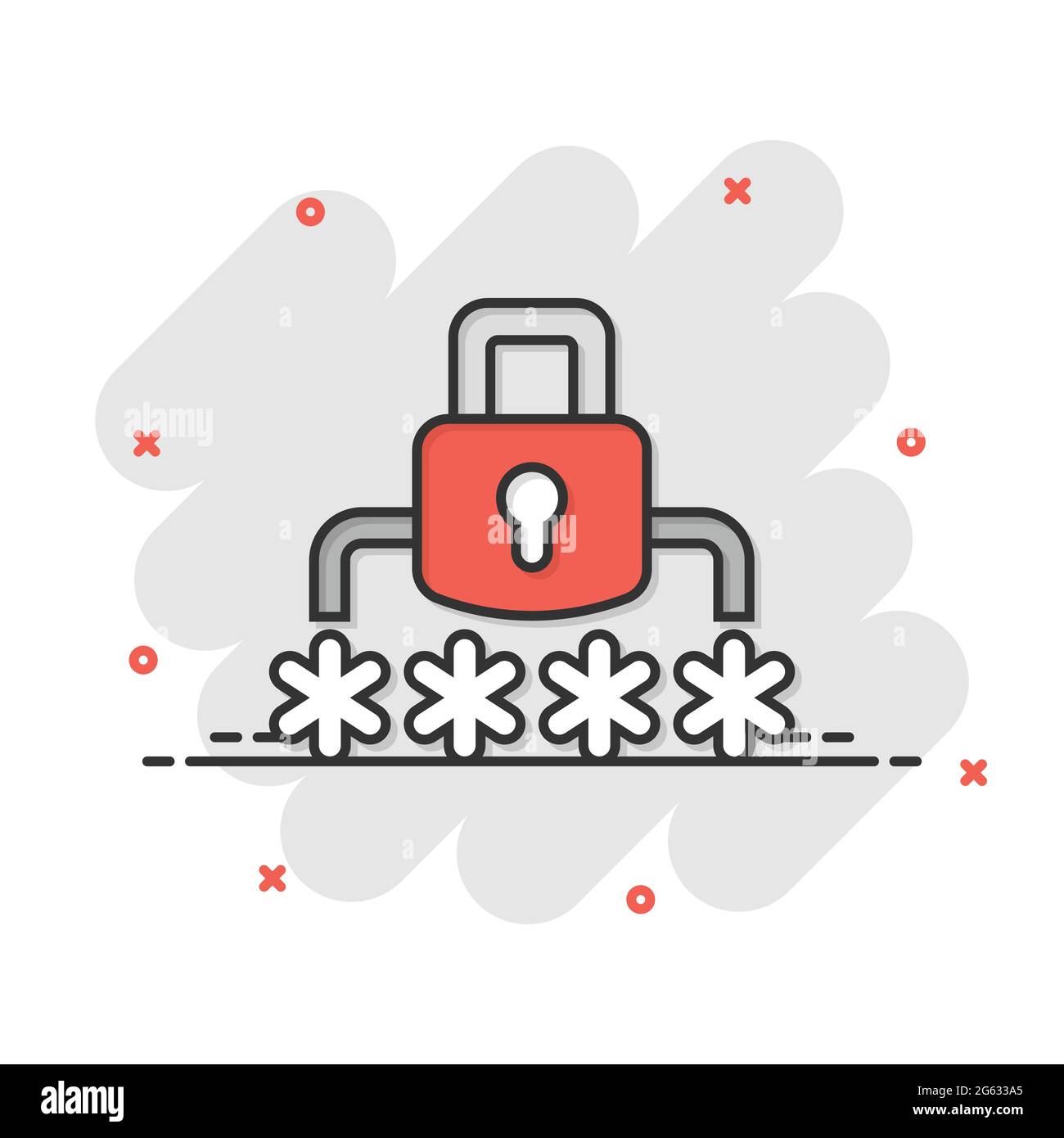 Login icon in flat style. Password access vector illustration on white isolated background ...