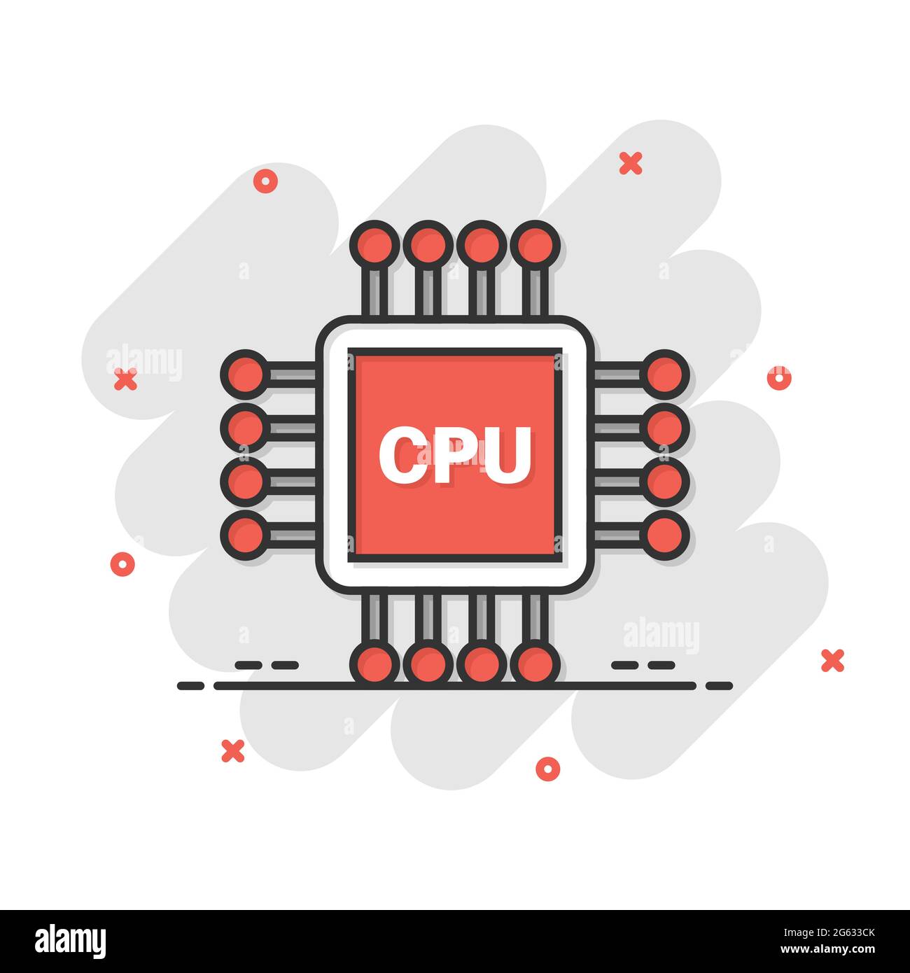 Computer cpu icon in flat style. Circuit board vector illustration on ...