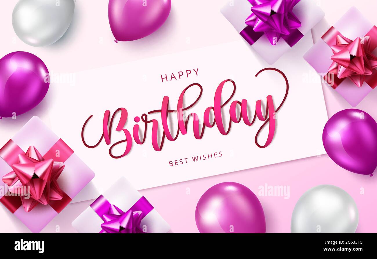 Happy birthday vector banner template. Happy birthday text in white ...
