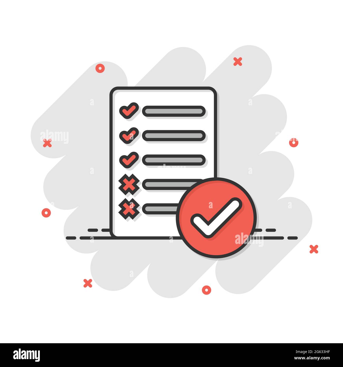 Document checklist icon in flat style. Report vector illustration on ...