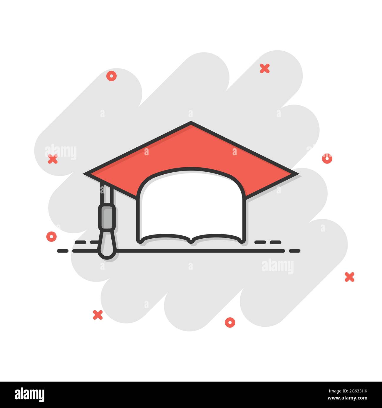 Graduation hat icon in flat style. Student cap vector illustration on ...