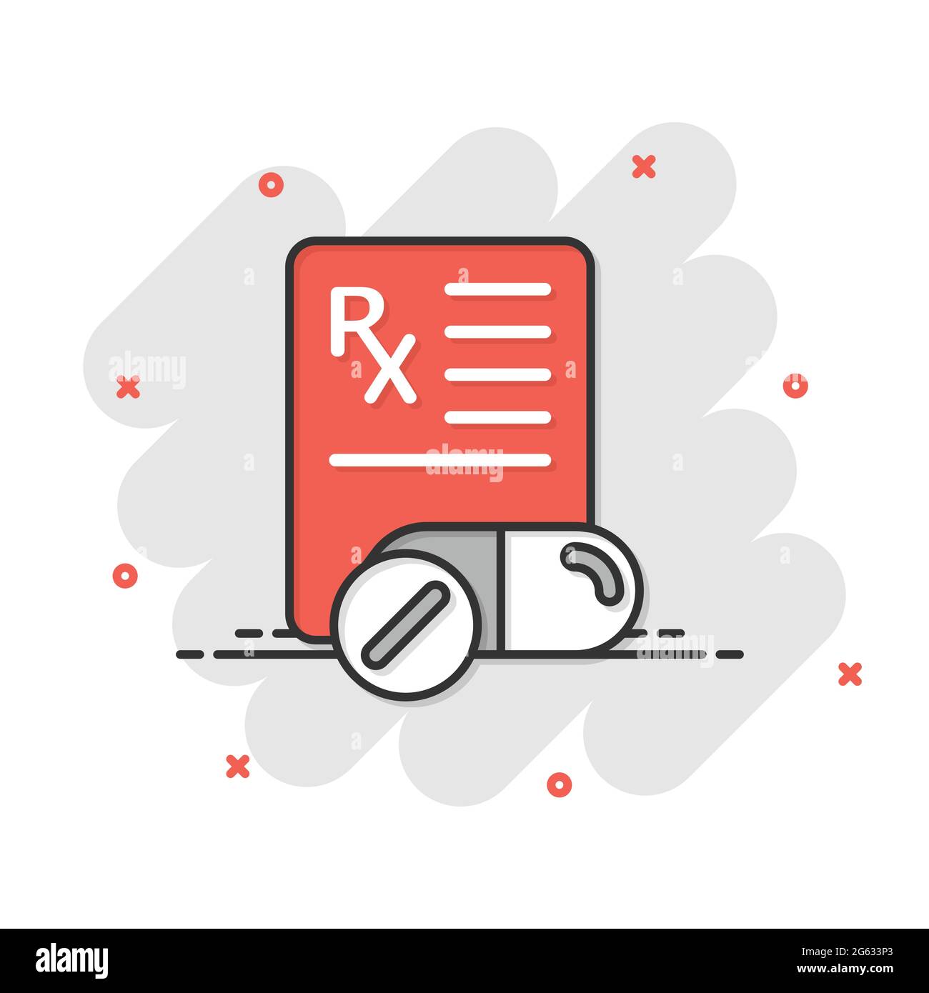 Prescription icon in flat style. Rx document vector illustration on ...