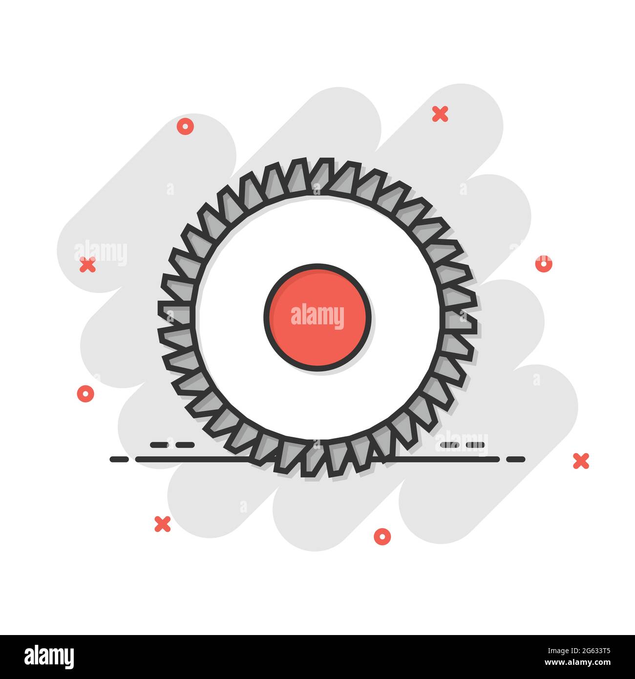 Saw blade icon in flat style. Circular machine vector illustration on ...