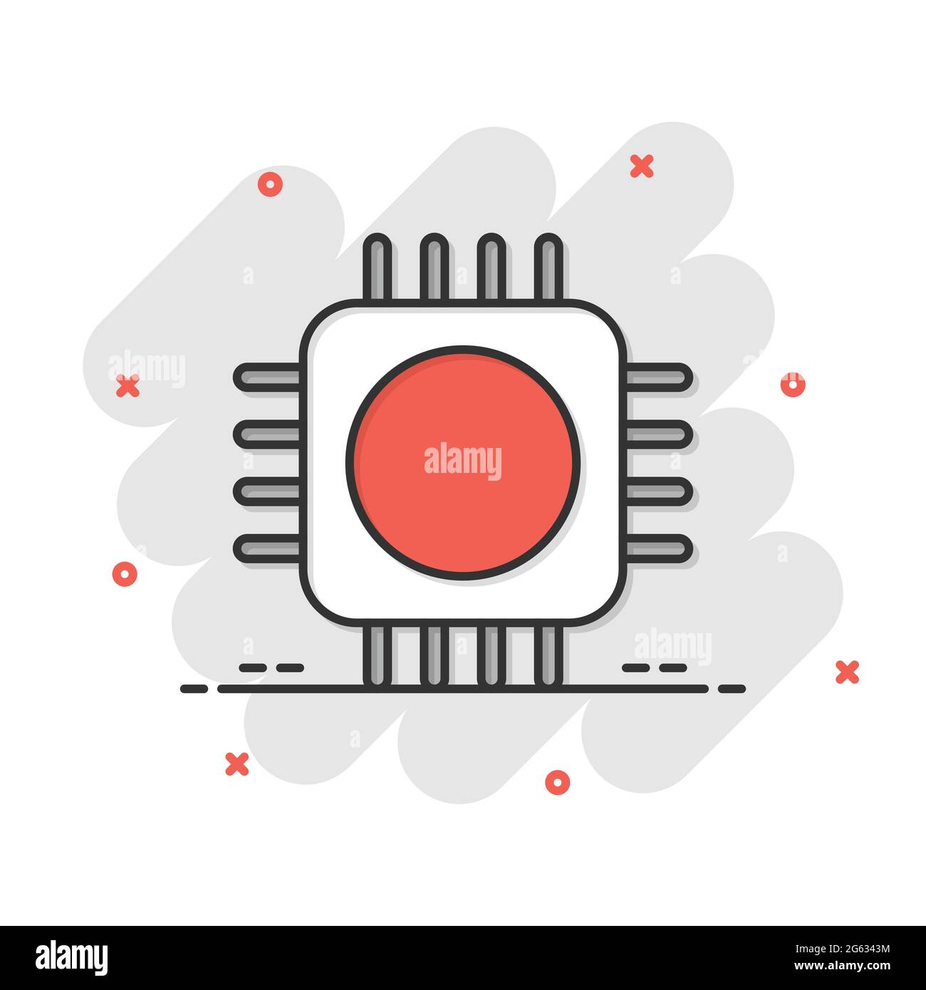 Computer cpu icon in flat style. Circuit board vector illustration on ...