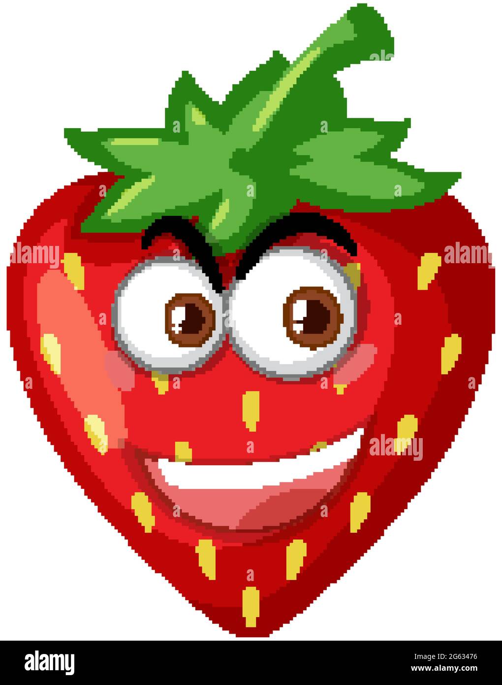 Strawberry cartoon character with happy face expression on white ...