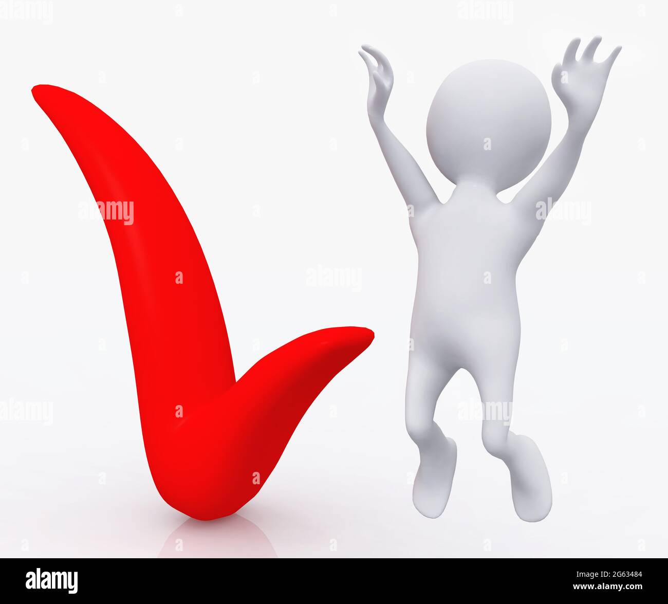 3D figure with check mark sign Stock Photo - Alamy