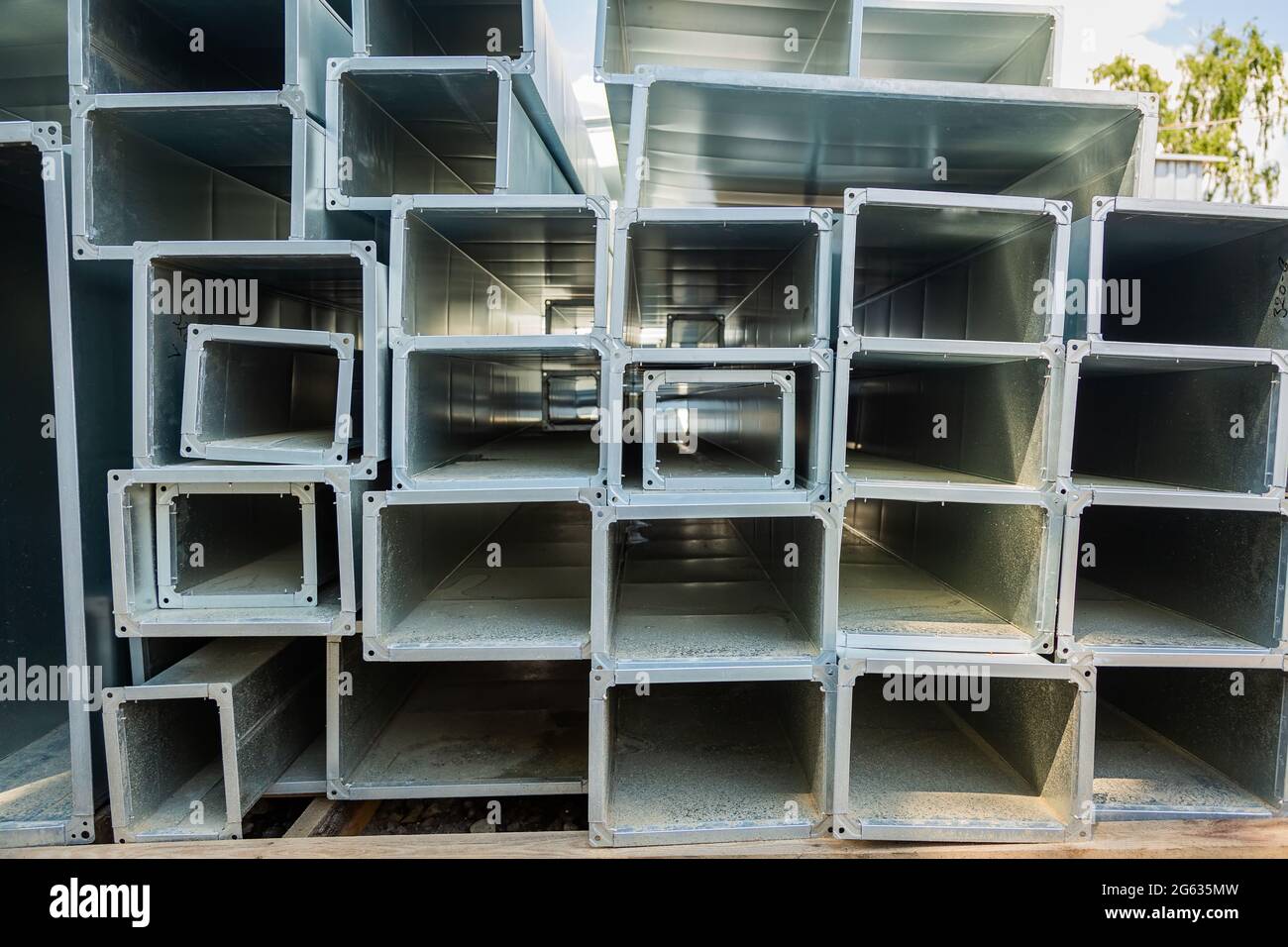 Ventilation pipes are square and rectangular. Steel pipes, parts for ...