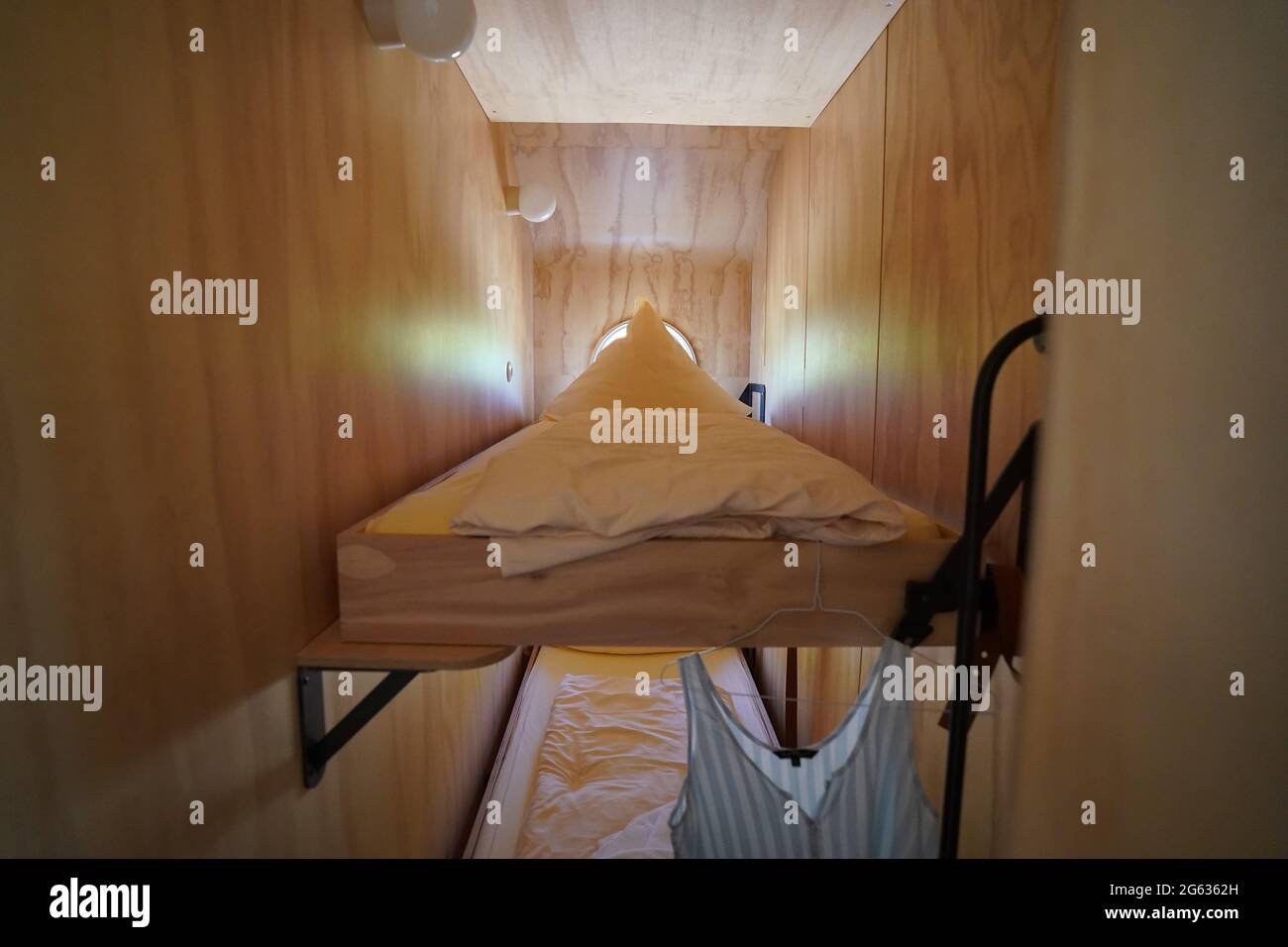 Helgoland, Germany. 16th June, 2021. Two bunk beds in a so-called ...