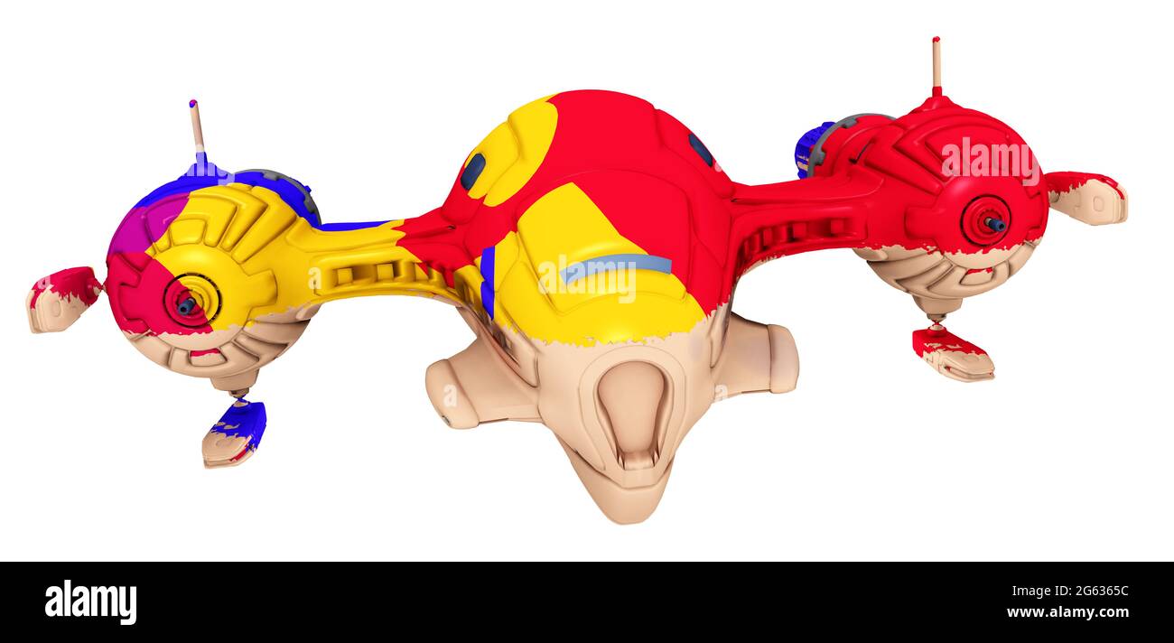 Colorful spaceship isolated on white background Stock Photo - Alamy